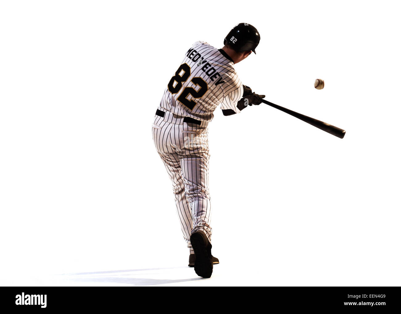isolated on white professional baseball player in action Stock Photo ...