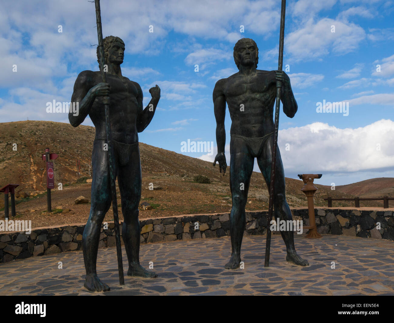 Bronze statues of ancient kings Guise and Ayose at Mirador Morro Velosa ...