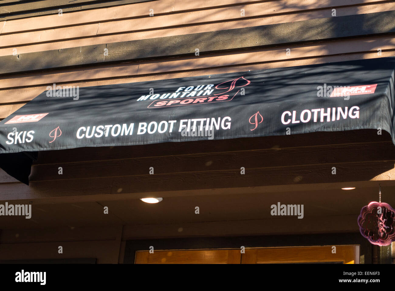 Sign above a ski shop offering custom boot fitting in Snowmas, Colorado ...