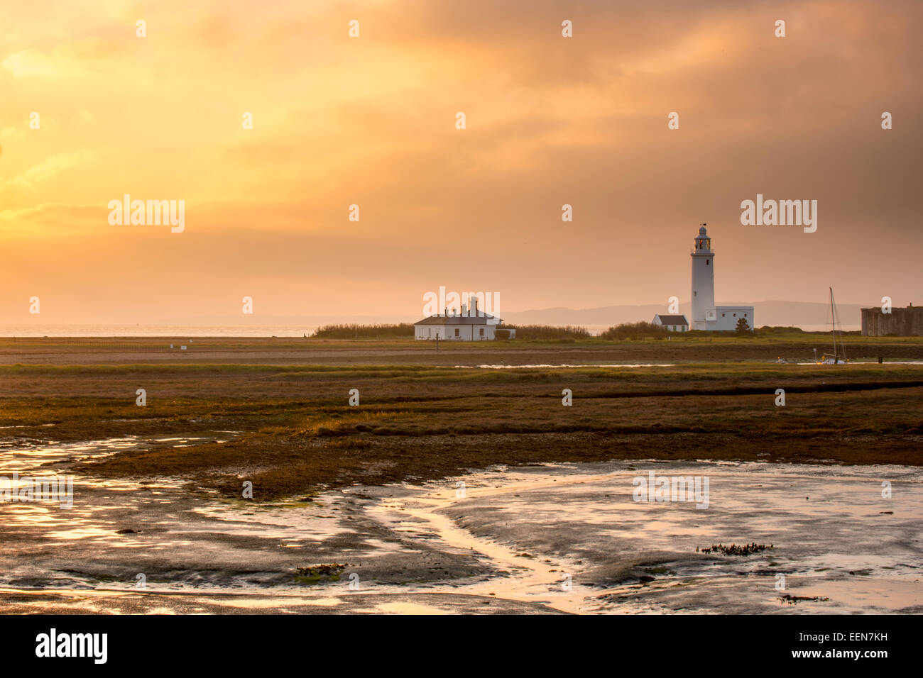 Hurst lighthouse and coastguard cottages hi-res stock photography and ...