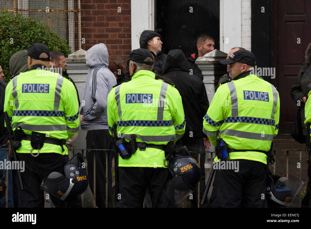 National front riots in Bolton with large numbers of police keeping the ...
