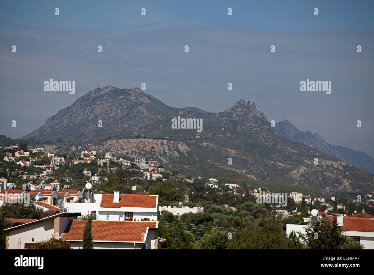 View of the Five Finger mountain range and St Hilarion Castle in ...