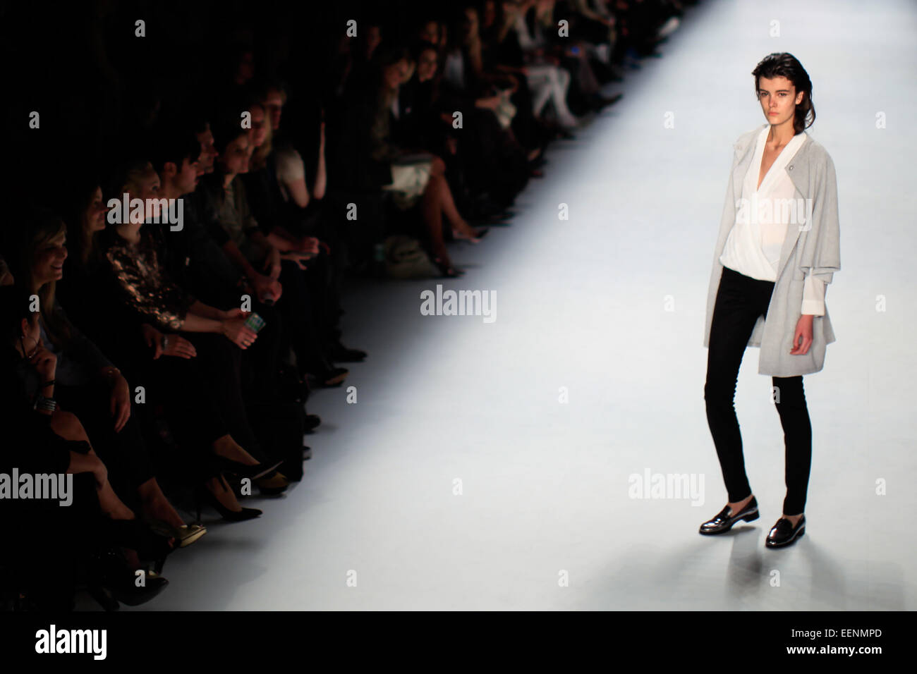 Berlin, Germany. 20th Jan, 2015. A model displays a creation of Germany ...