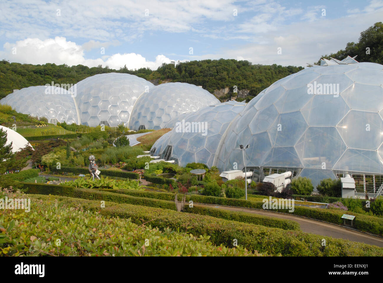 Eden Project, Cornwall, UK, showing the Mediterranean Biome (right) and ...