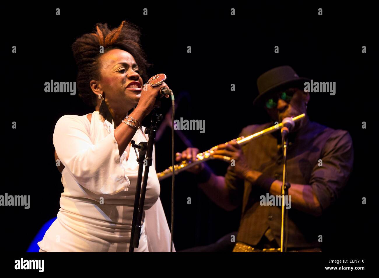 Brooklyn, NY, USA. 19th Jan, 2015. Singer, flutist at a public ...