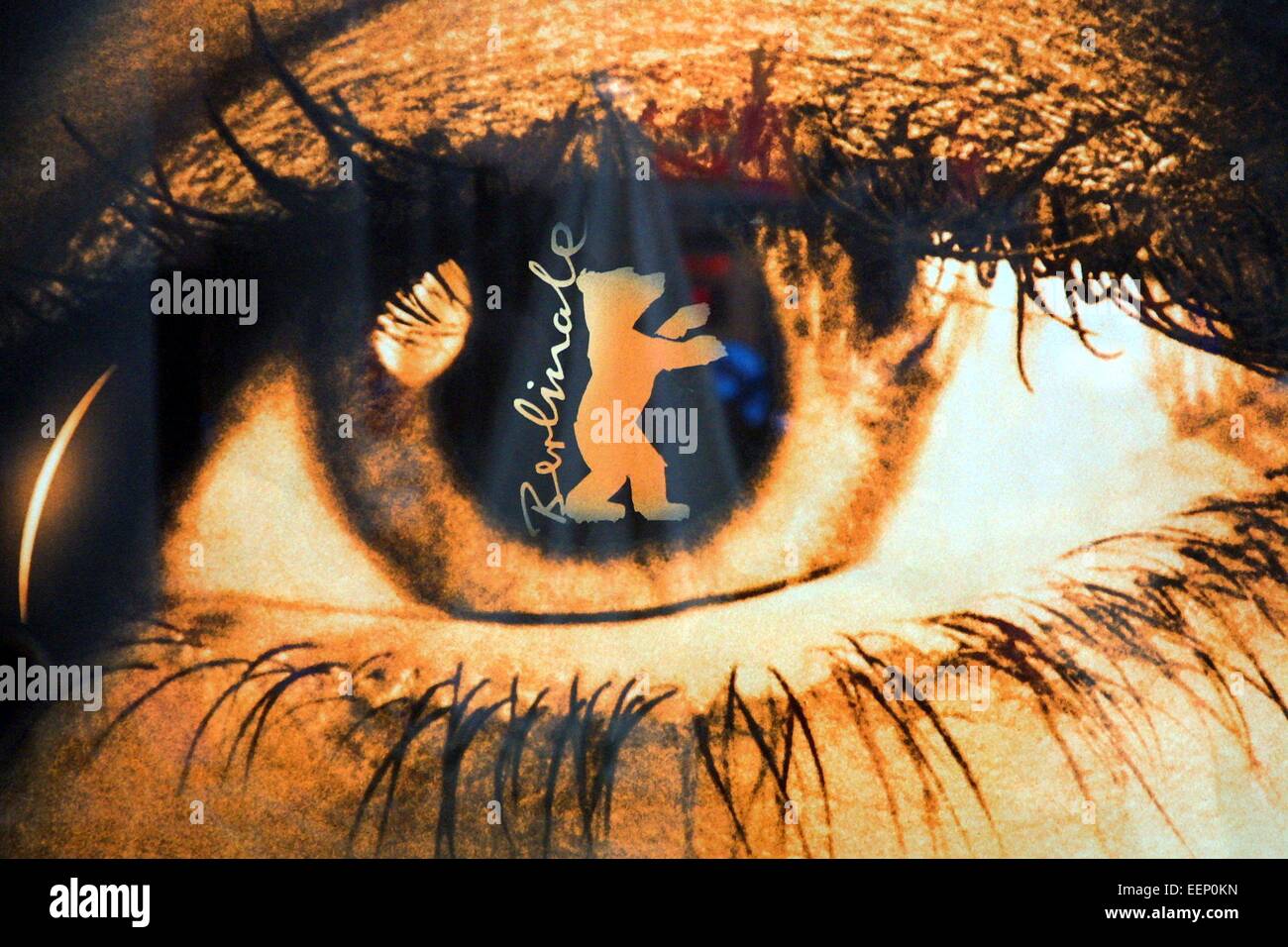 Berlinale logo on a poster at the Berlinale palace in Berlin on the 7th ...