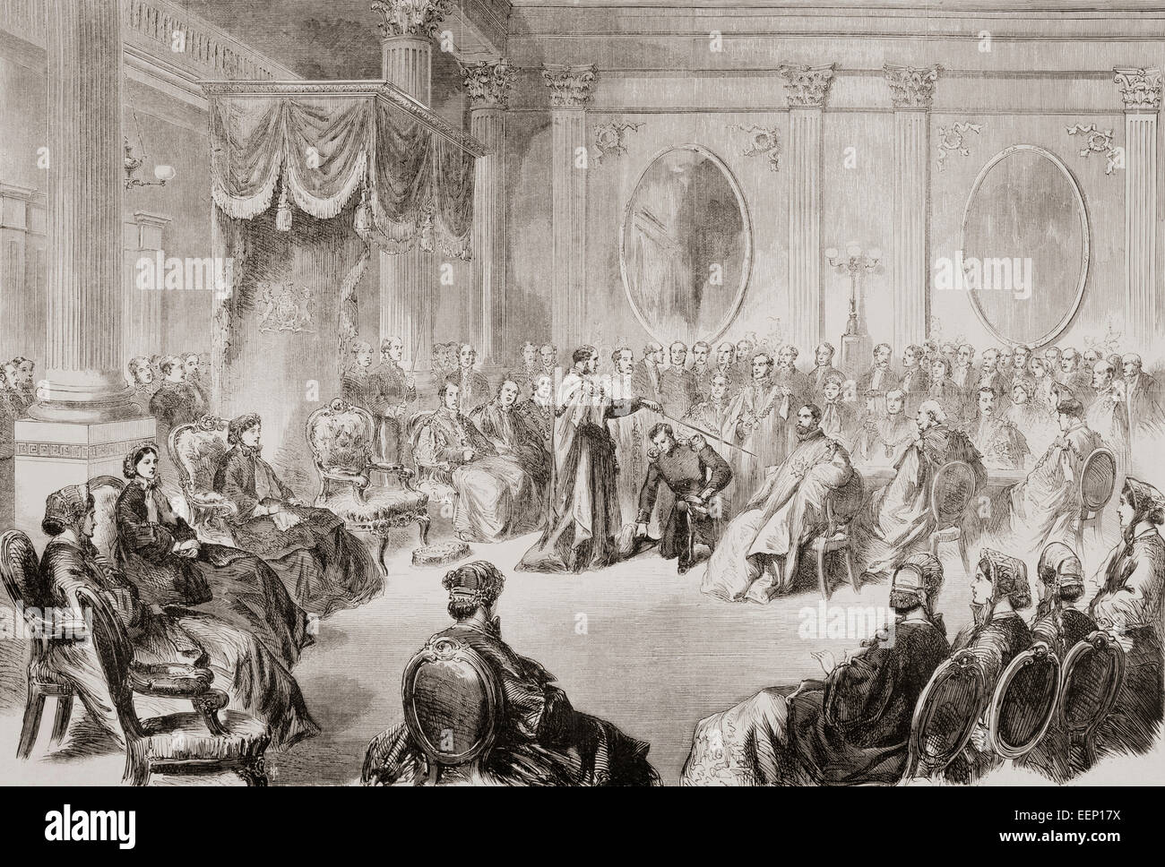 The investiture of a knight in The Most Illustrious Order of Saint ...