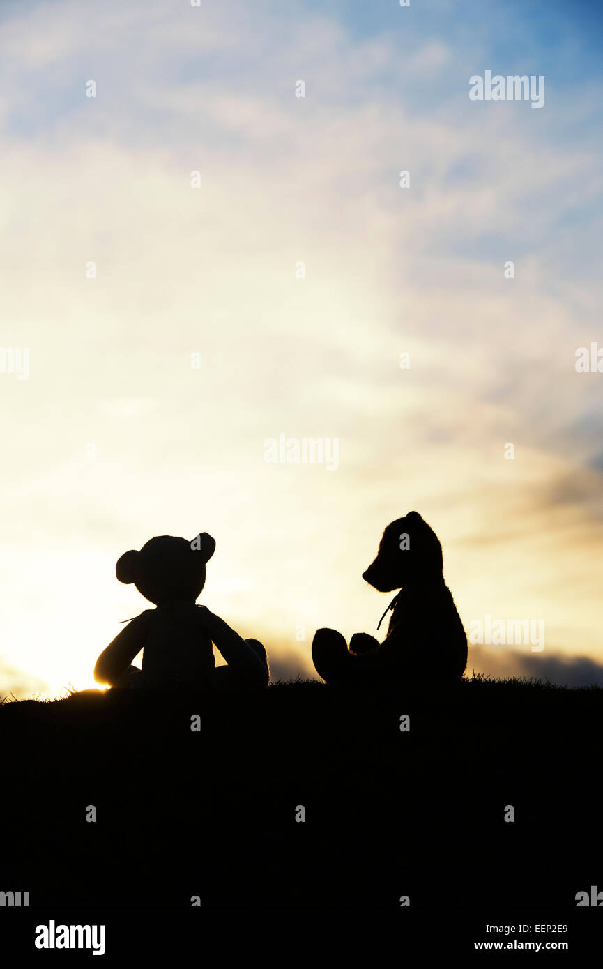 Teddy bears silhouette at sunset Stock Photo - Alamy