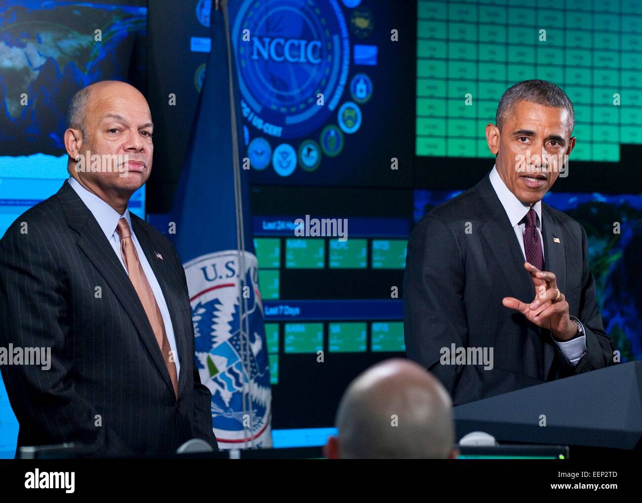 US President Barack Obama with Secretary of Homeland Security Jeh ...