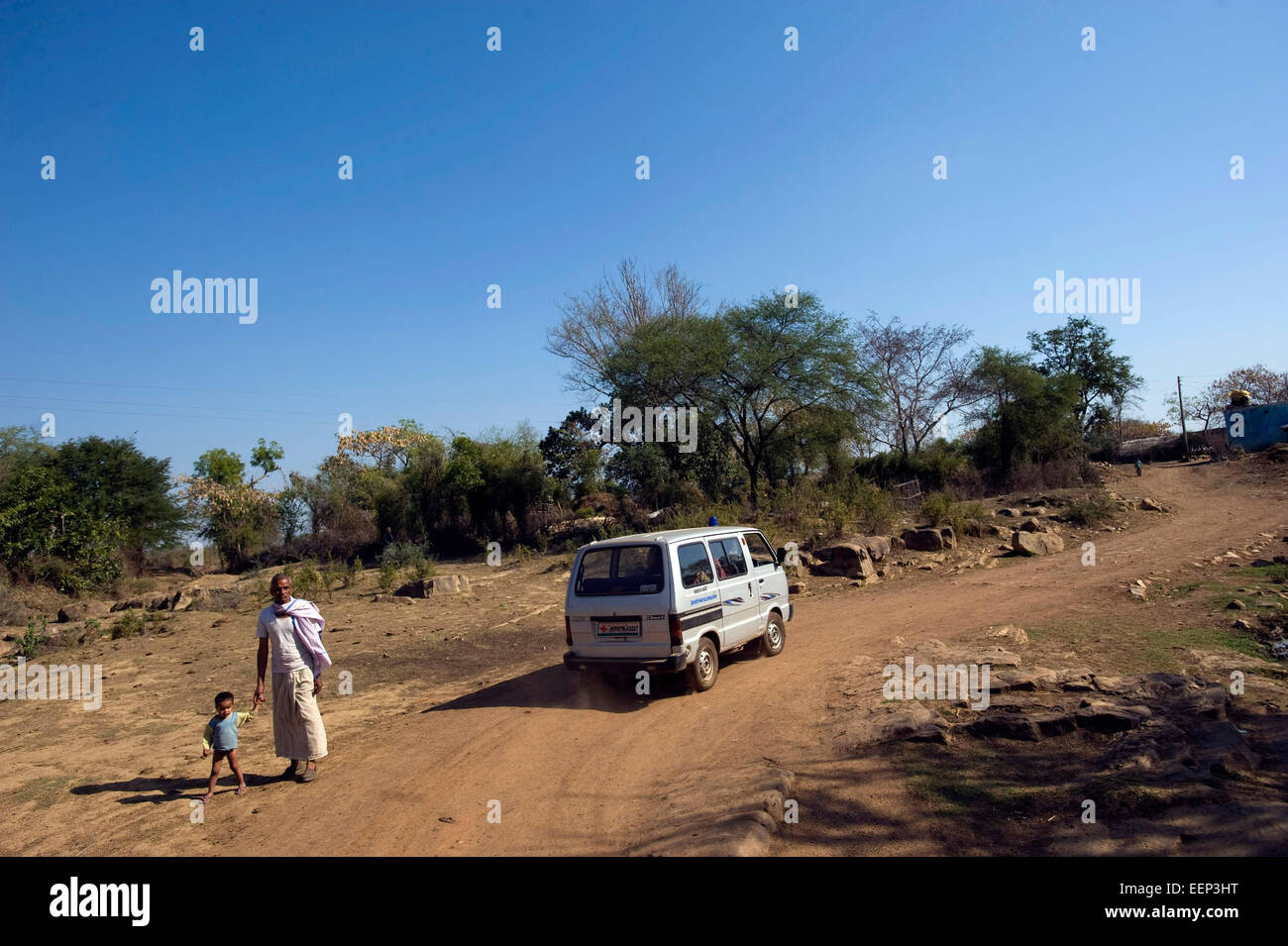 A Janani Express ambulance, Janani means “mother” in Hindi, transports ...
