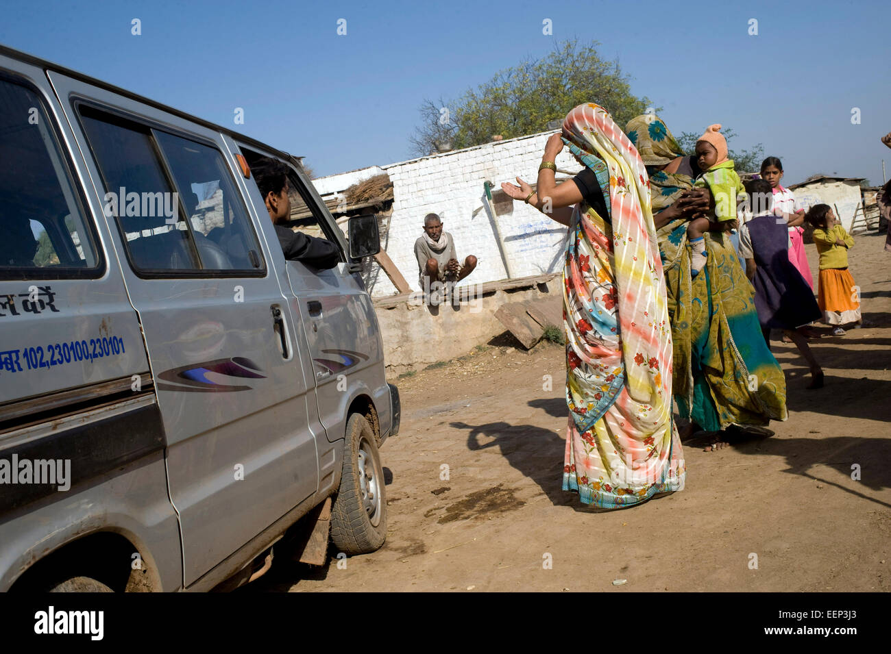A Janani Express ambulance, Janani means “mother” in Hindi, transports ...