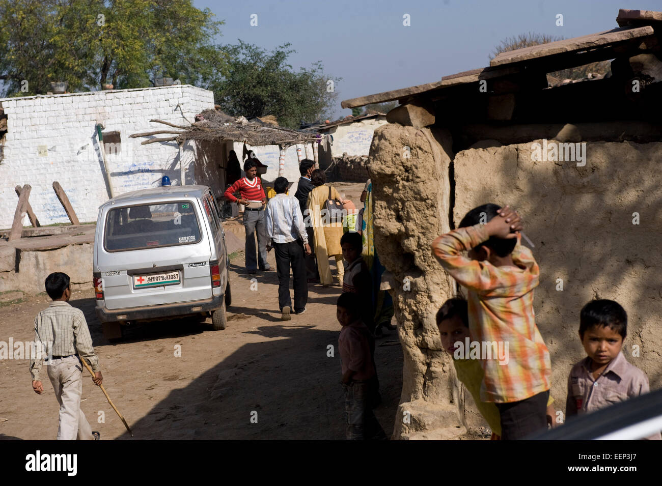 A Janani Express ambulance, Janani means “mother” in Hindi, transports ...