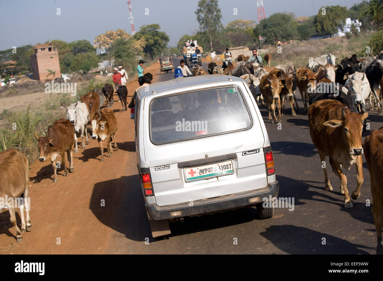 A Janani Express ambulance, Janani means “mother” in Hindi, transports ...