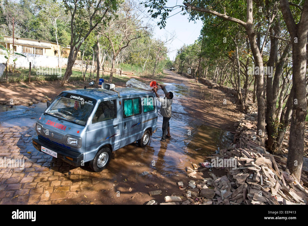 A Janani Express ambulance, Janani means “mother” in Hindi, transports ...