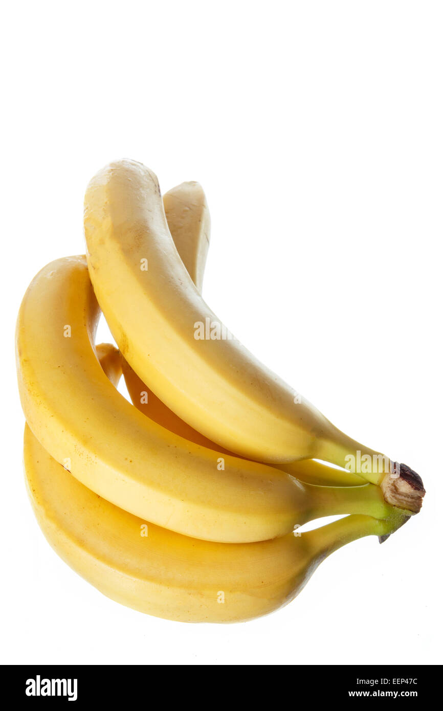 Bunch of yellow healthy bananas isolated on white background Stock ...