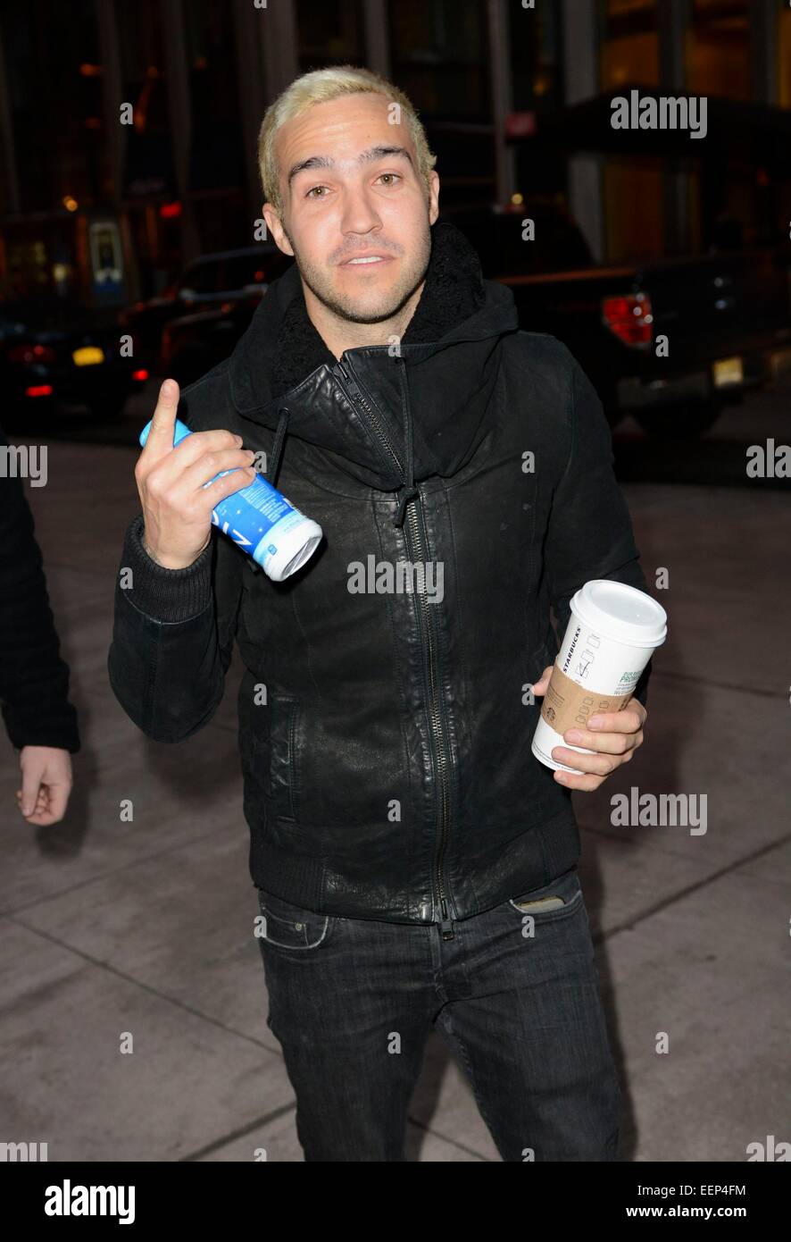 New York, NY, USA. 20th Jan, 2015. Pete Wentz of Fall Out Boy out and ...
