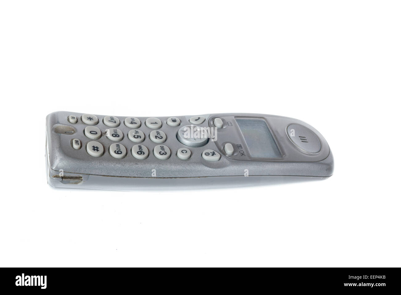 cordless gray dect landline phone isolated on white bright background ...