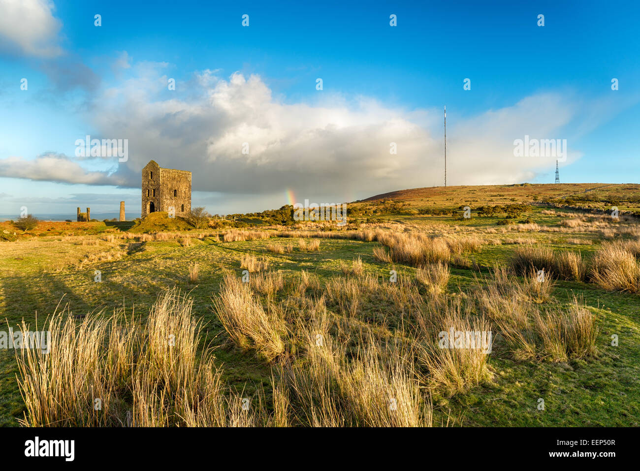 Historic Cornish engine houses at the foot of Caradon Hill at the ...