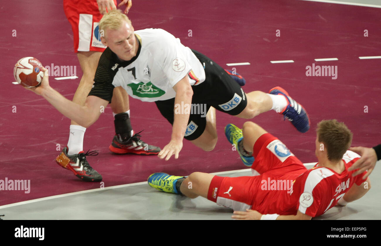 Germany's Patrick Wiencek (l) and Denmark's Lasse Svan challenge for ...