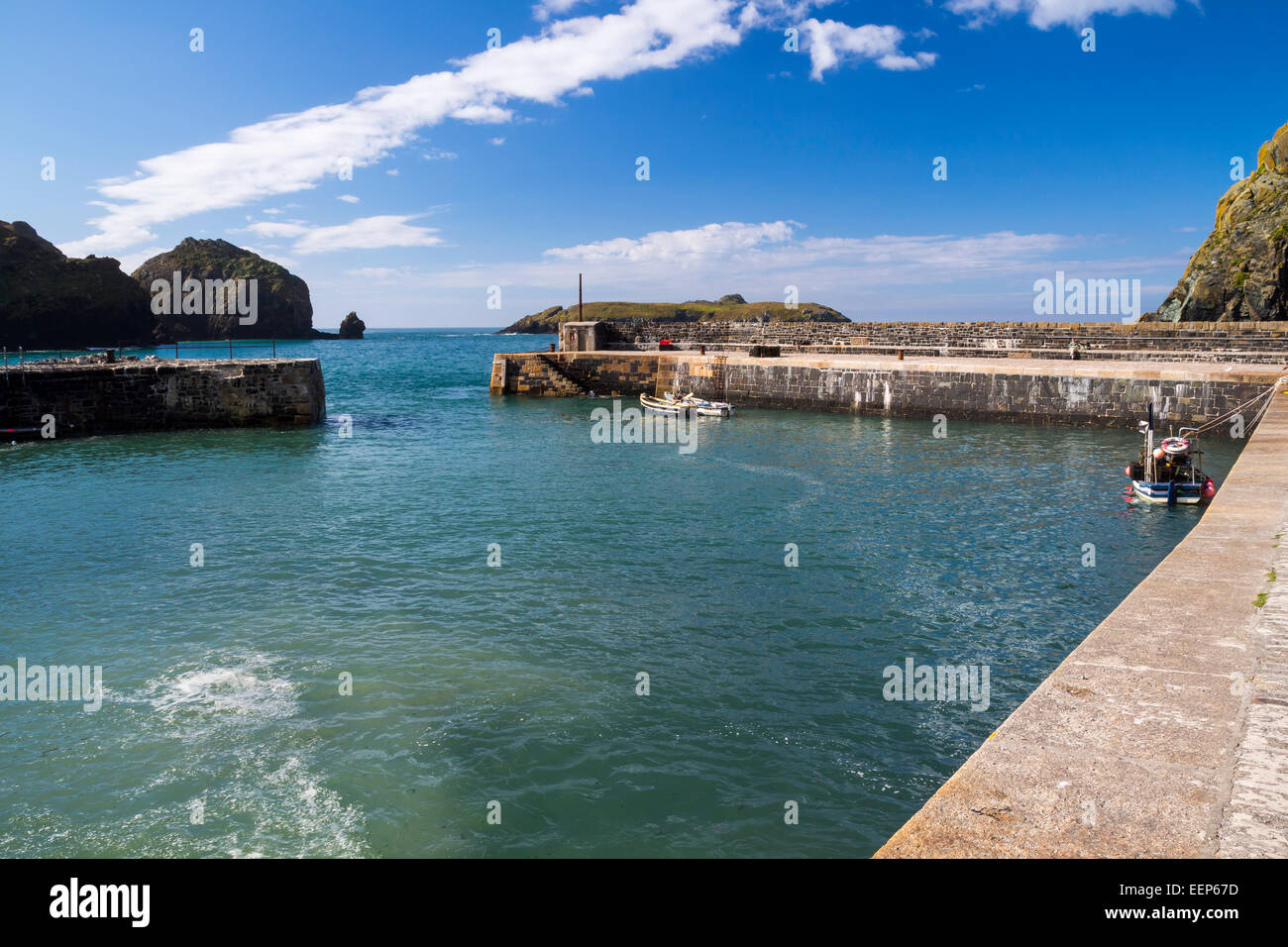 The small boat harbour at Mullion Cove Cornwall England UK Europe Stock ...