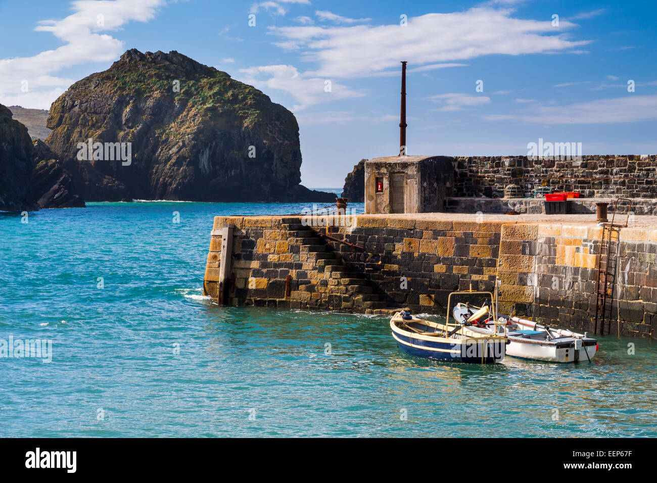 The small boat harbour at Mullion Cove Cornwall England UK Europe Stock ...