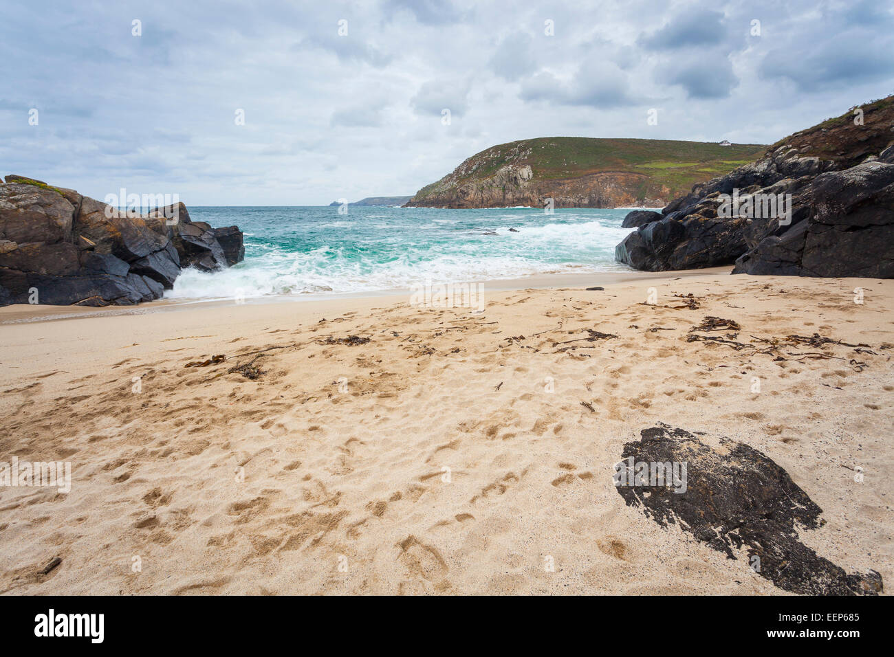 The remote fishing cove at Portheras Cove near Pendeen in Penwith ...