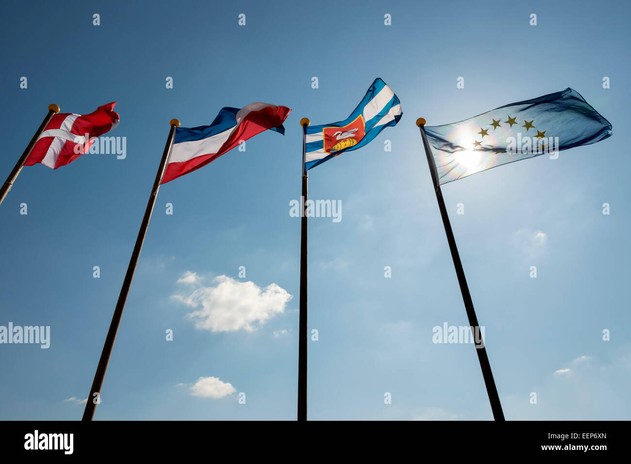 Blue sky background with denmark flag hi-res stock photography and ...