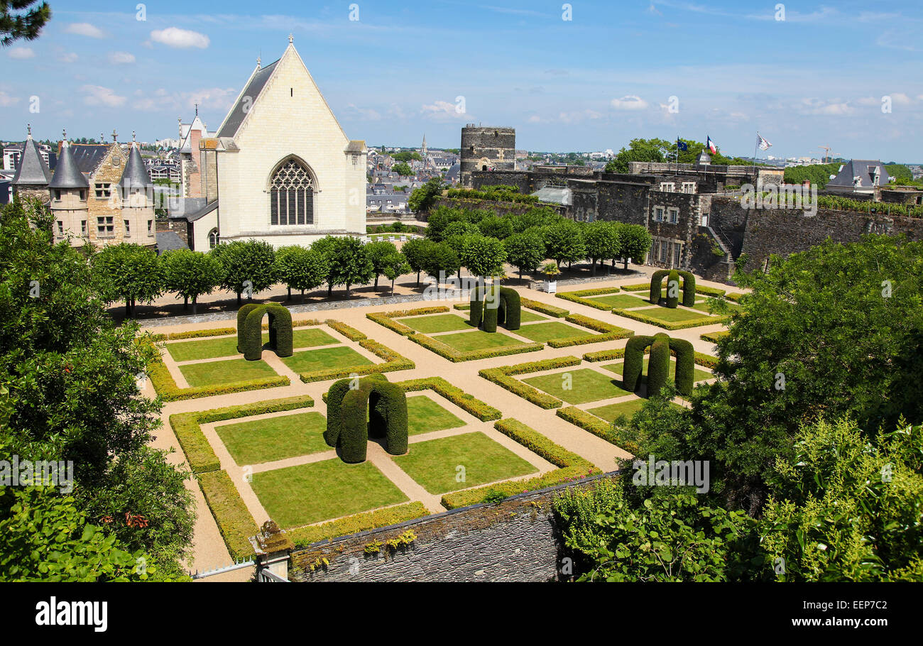 Chapel in the Chateau d'Angers or the famous historic castle of Angers ...