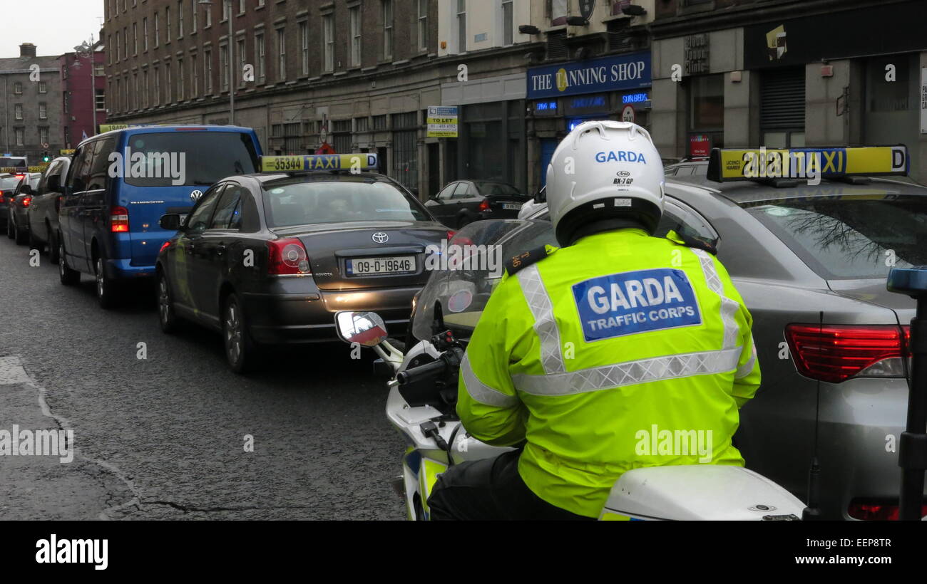 Dublin, Ireland. 20th January, 2015. A Garda Traffic Corps officer ...