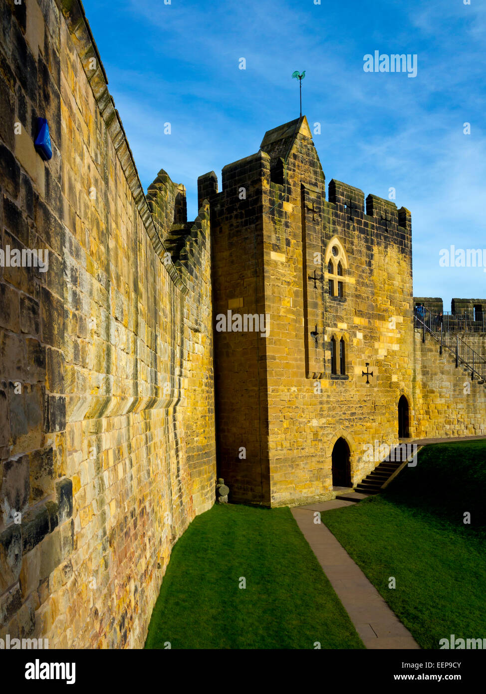 Exterior of Alnwick Castle a medieval castle in Northumberland England ...