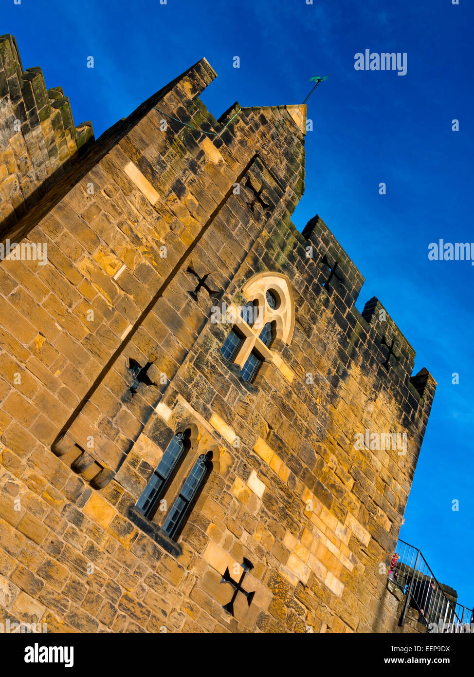 Exterior of Alnwick Castle a medieval castle in Northumberland England ...