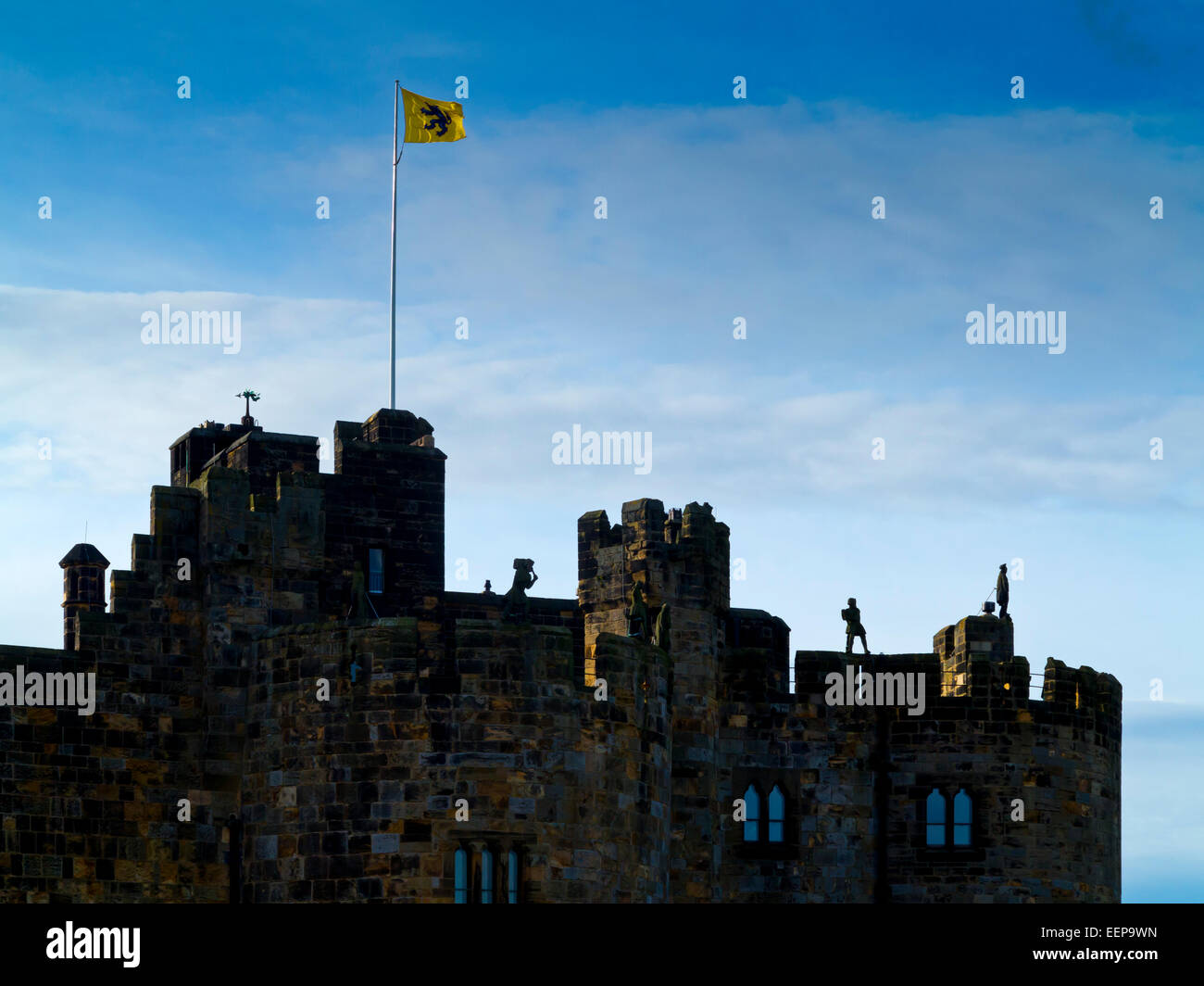 Exterior of Alnwick Castle a medieval castle in Northumberland England ...