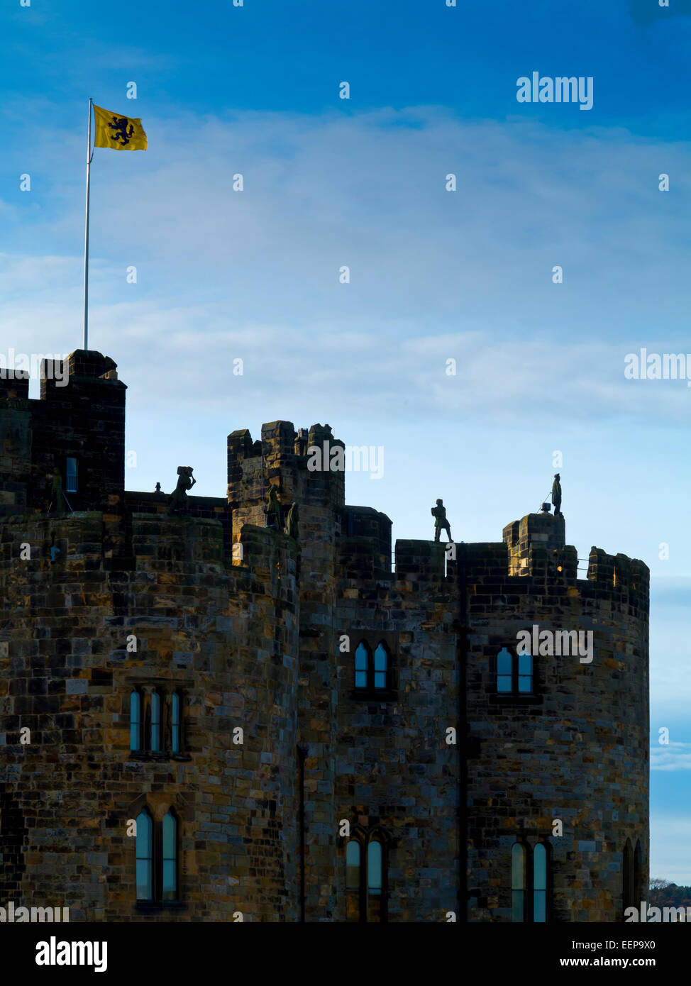 Exterior of Alnwick Castle a medieval castle in Northumberland England ...