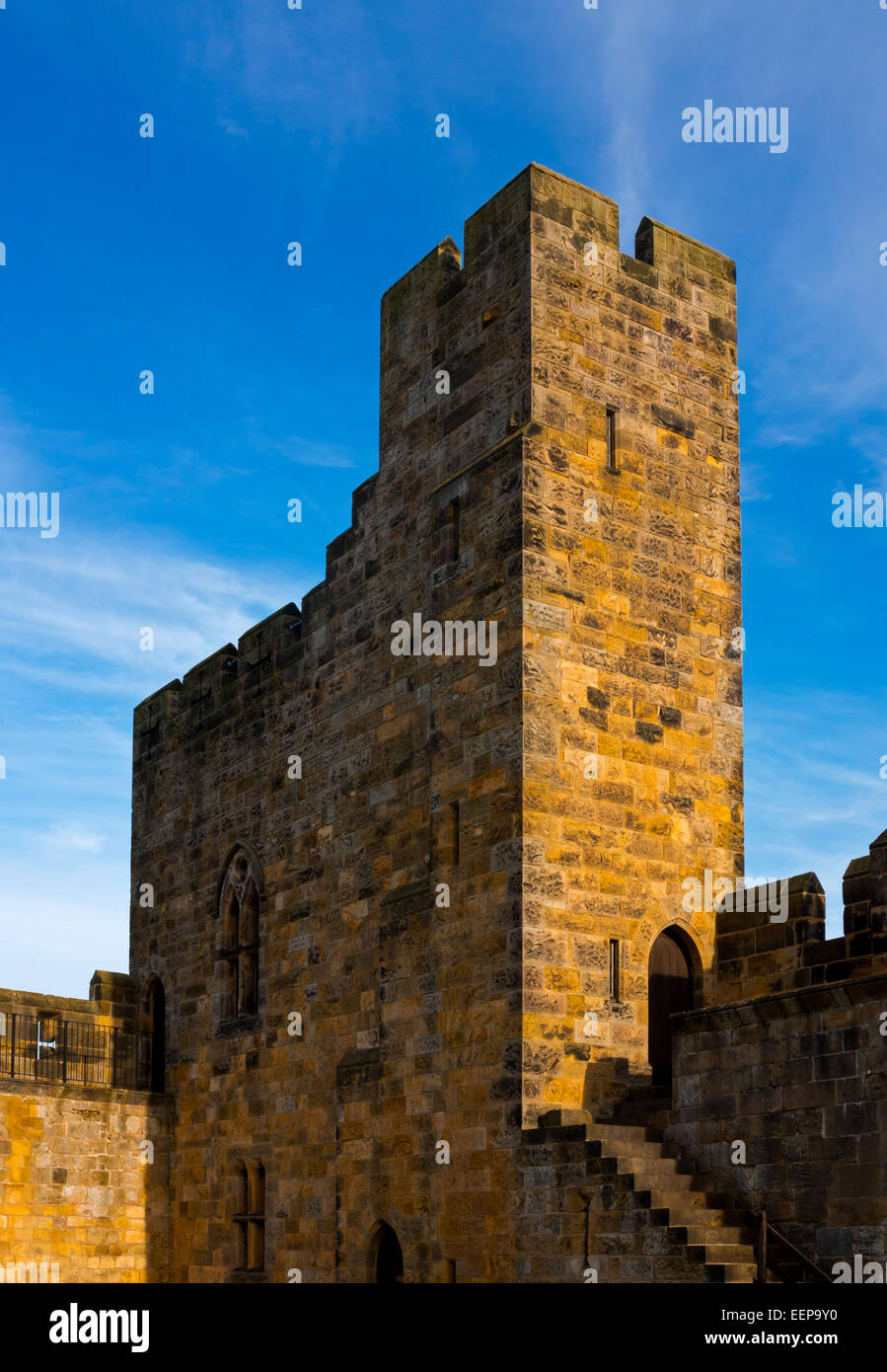 Exterior of Alnwick Castle a medieval castle in Northumberland England ...