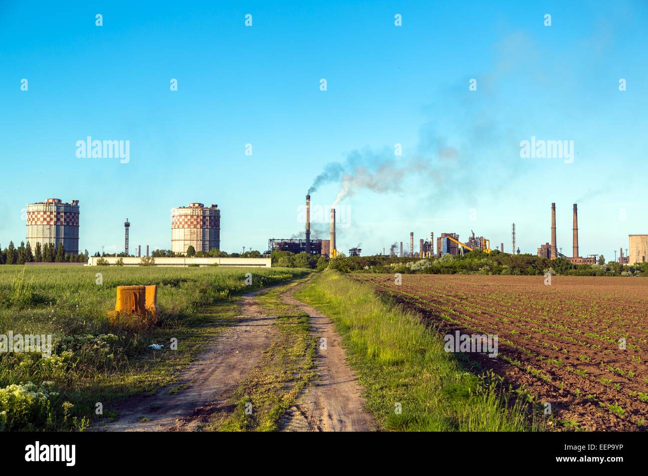 Rural landscape with factory Stock Photo - Alamy