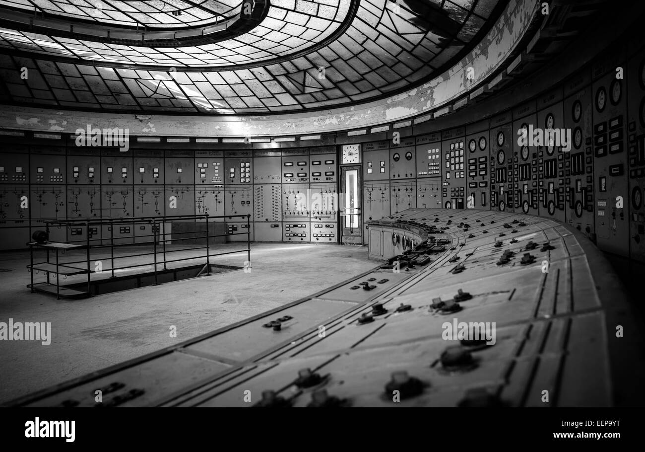 Illuminated control room Stock Photo - Alamy