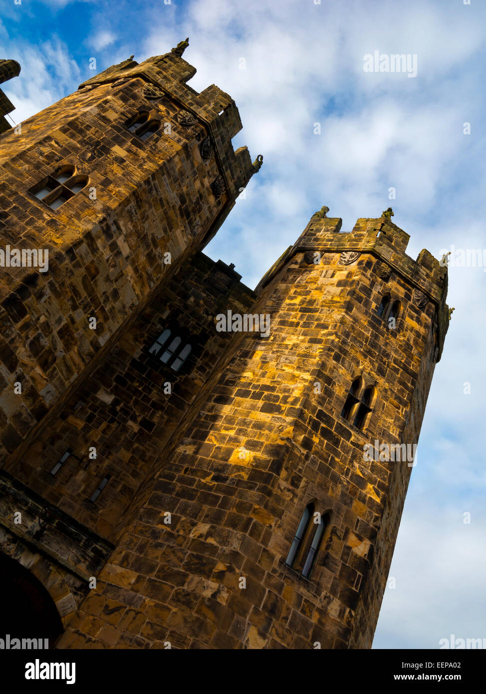 Exterior of Alnwick Castle a medieval castle in Northumberland England ...