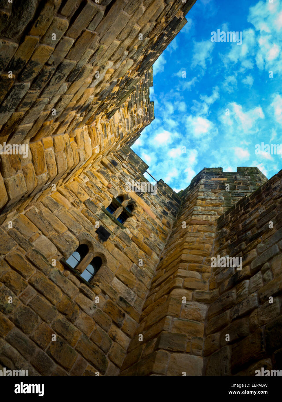 Exterior of Alnwick Castle a medieval castle in Northumberland England ...