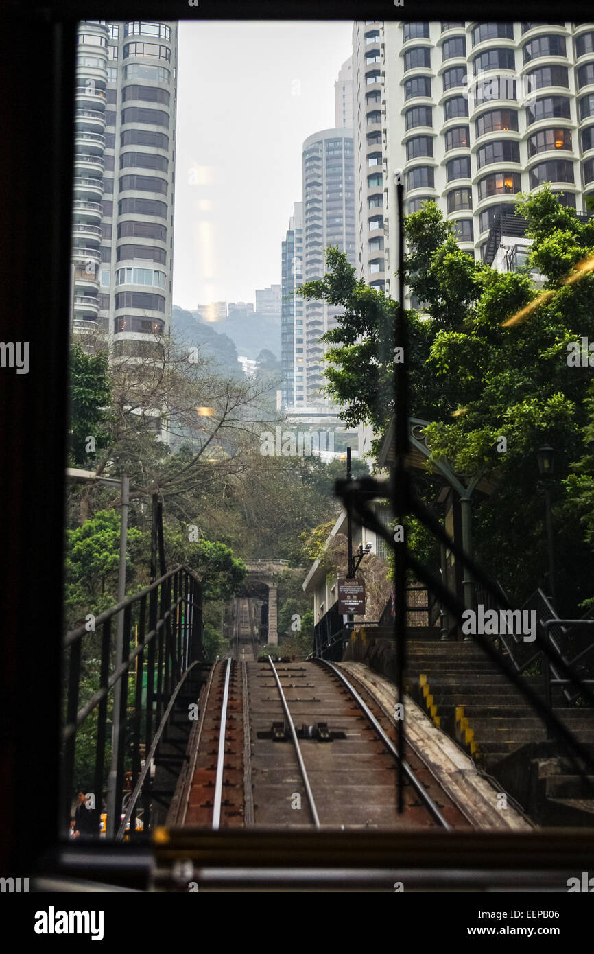 View from the Peak Tram Hong Kong Stock Photo - Alamy