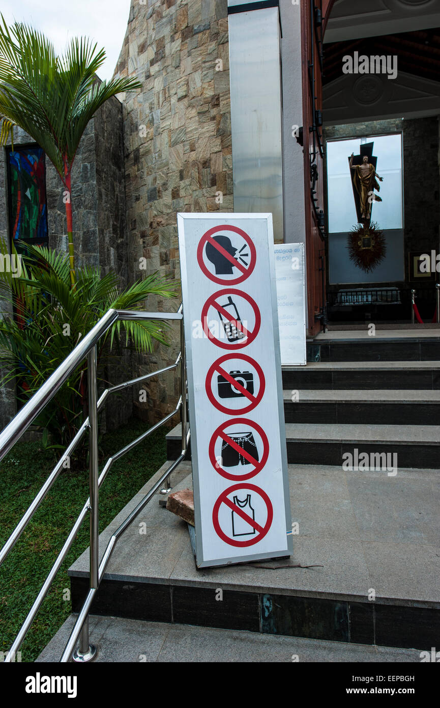 A prohibition sign outside a church in Negombo, Sri Lanka Stock Photo ...
