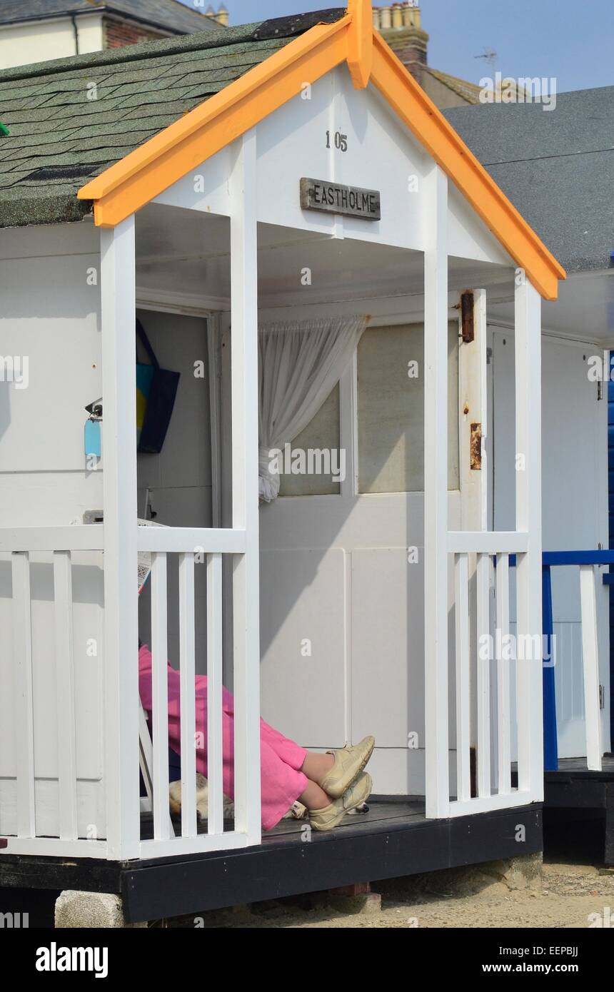 Lady Relaxing In A Beach Hut High Resolution Stock Photography and ...