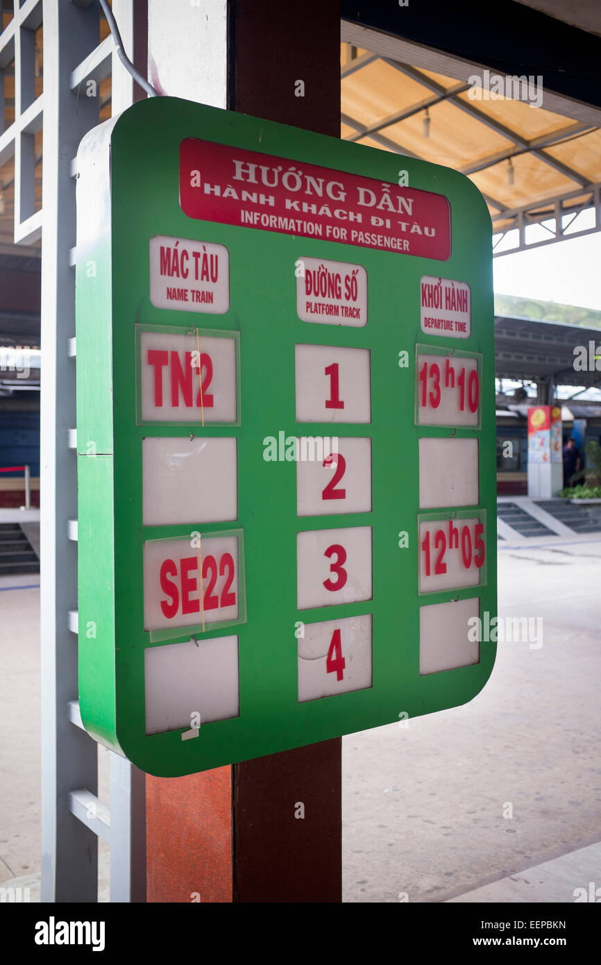 Passenger Information Sign at Saigon Railway Station in Ho Chi Minh ...