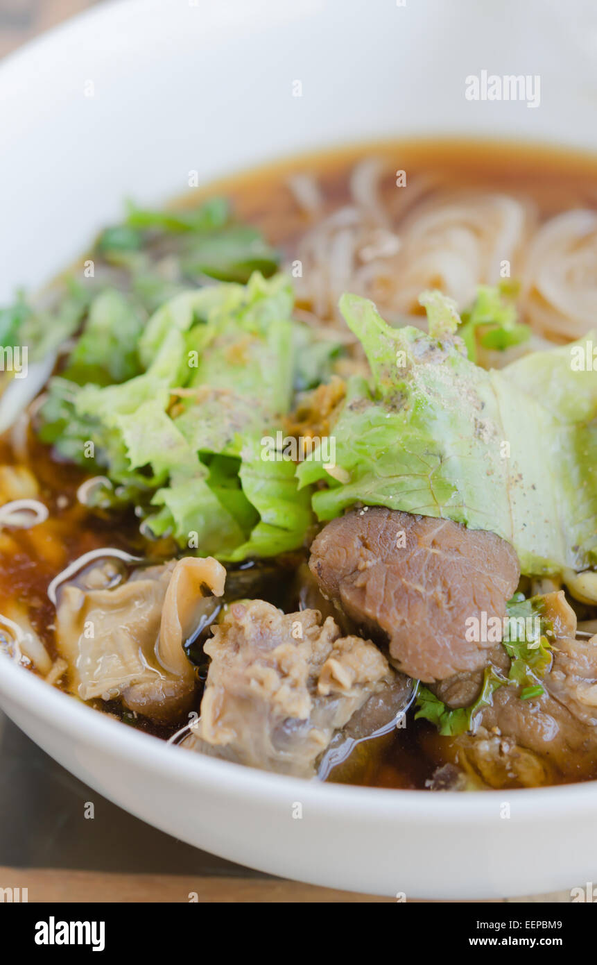 rice noodle soup with pork and vegetables Stock Photo - Alamy