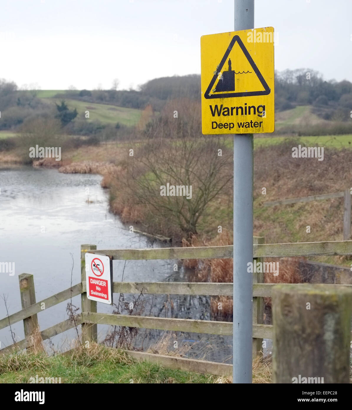 Warning deep water sign hi-res stock photography and images - Alamy