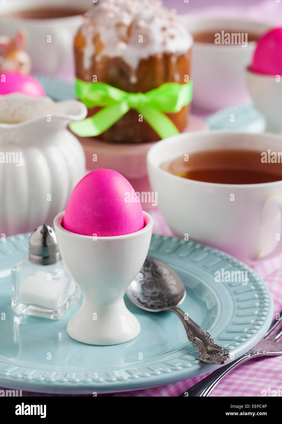 Traditional Easter breakfast with Easter cake and eggs Stock Photo - Alamy