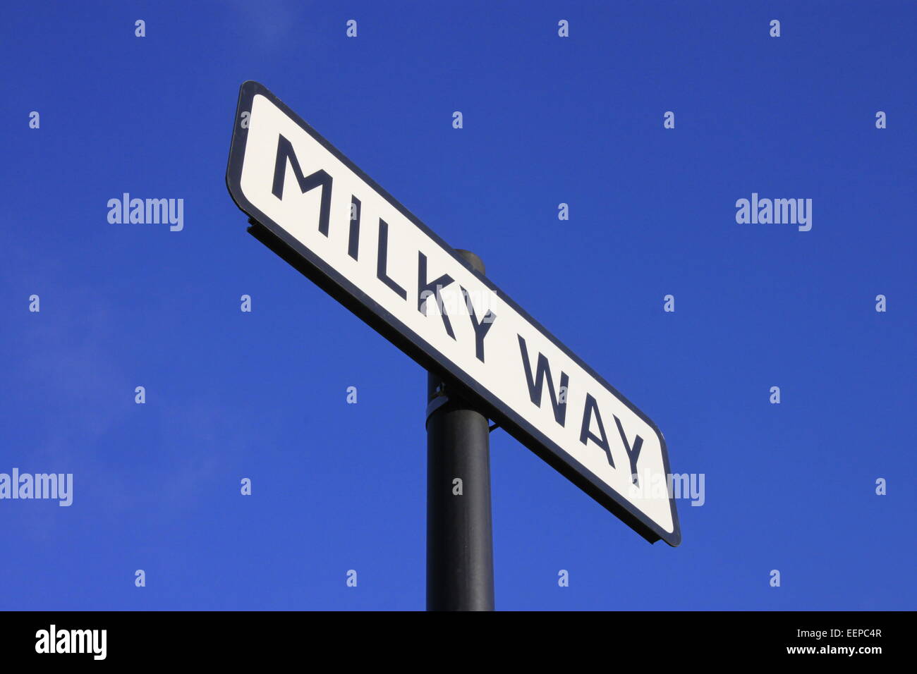 Street sign 'Milky Way' in Hull, England against perfect blue sky Stock ...