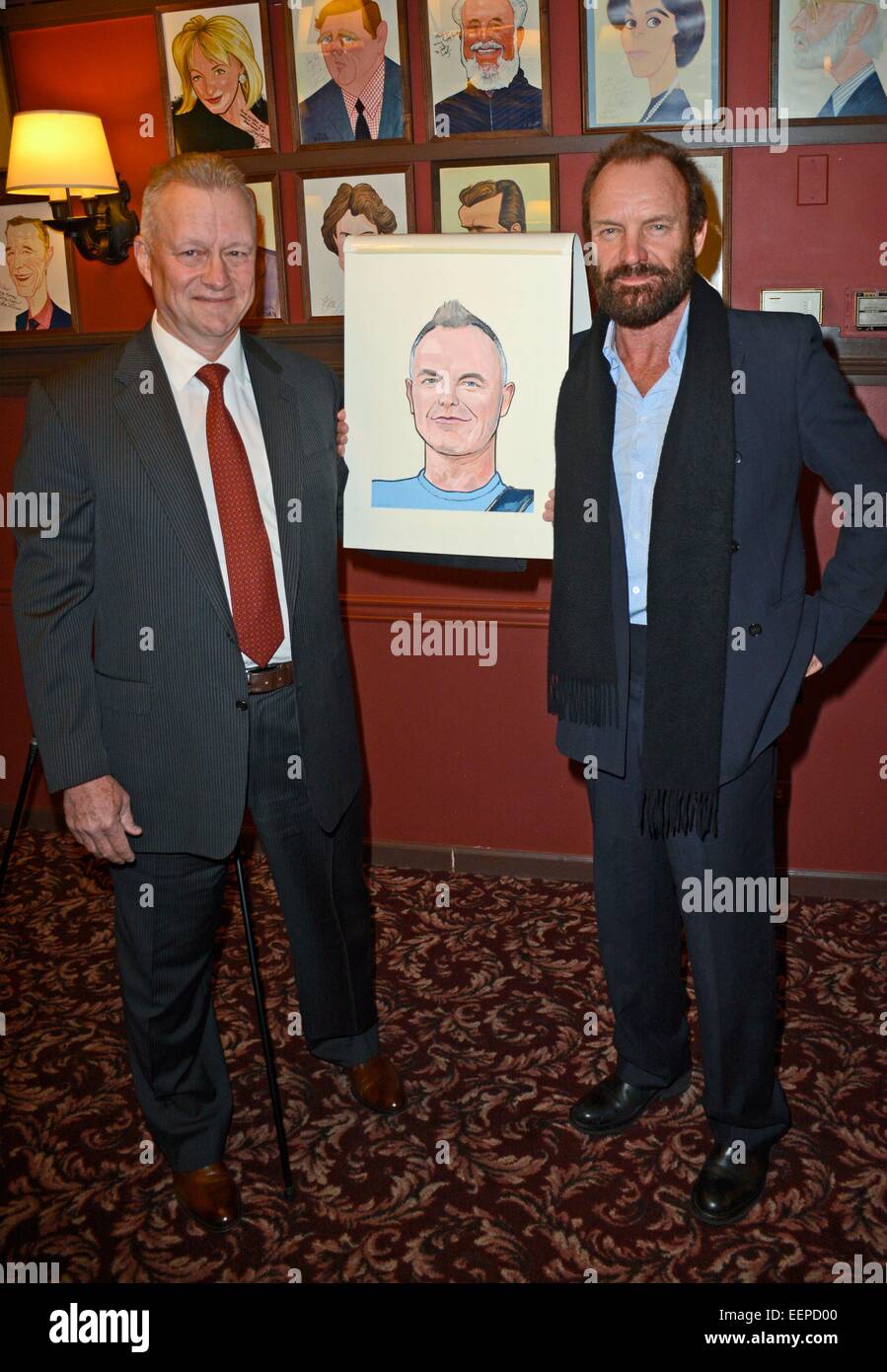 New York, NY, USA. 20th Jan, 2015. Sting and Max Klimavicius at a ...