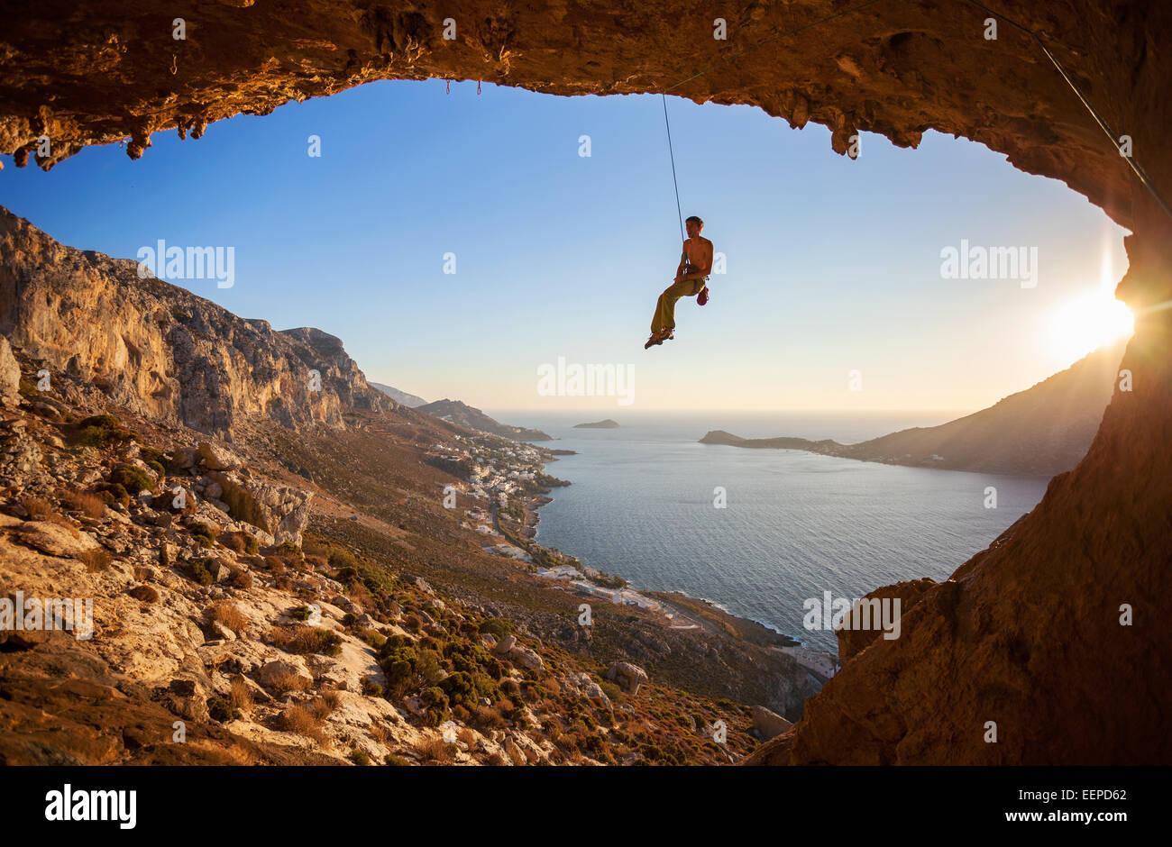 Climber falling into the rope hi-res stock photography and images - Alamy