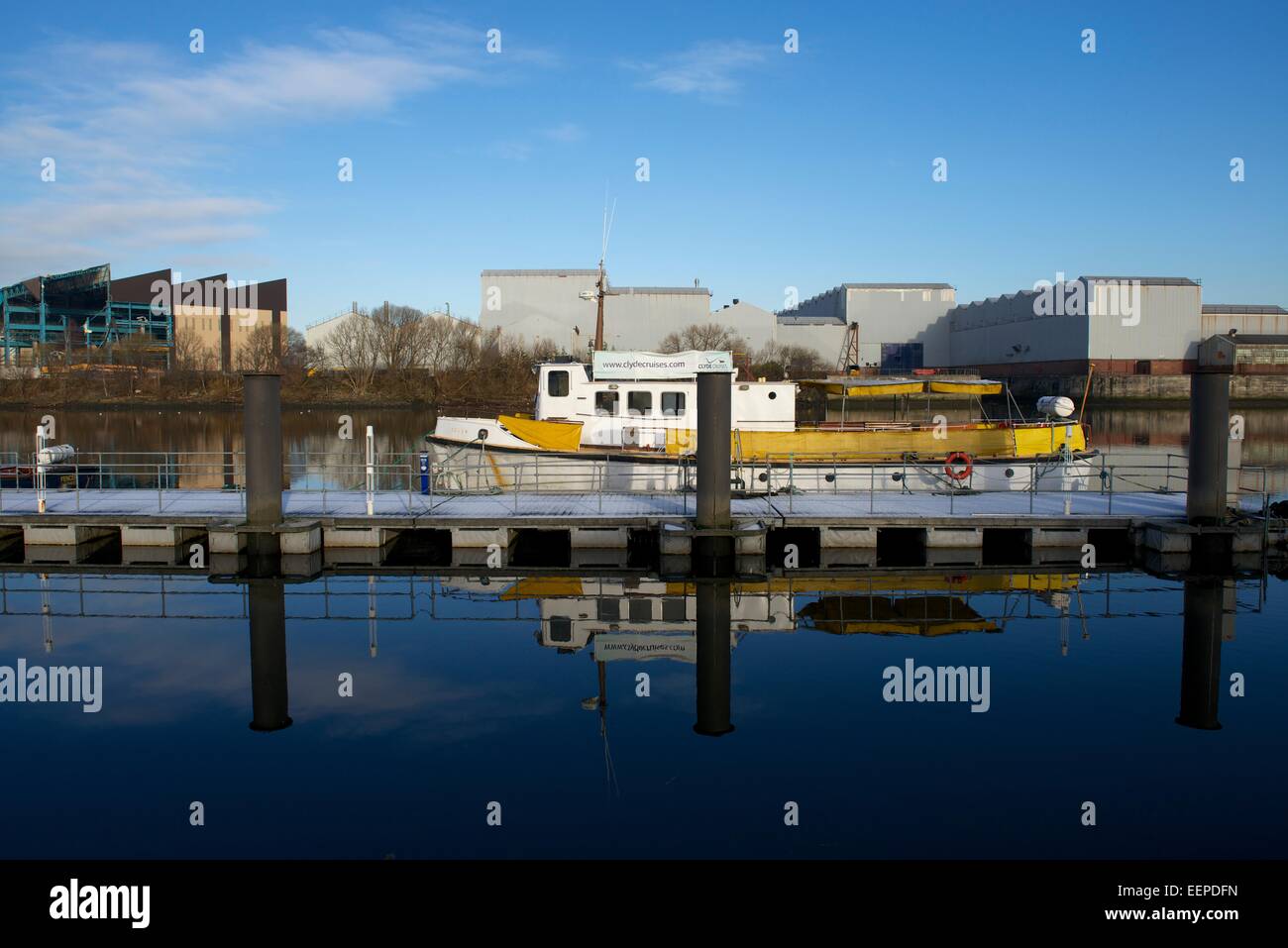 River ferry berthed at Braehead pontoon on the River Clyde with ...