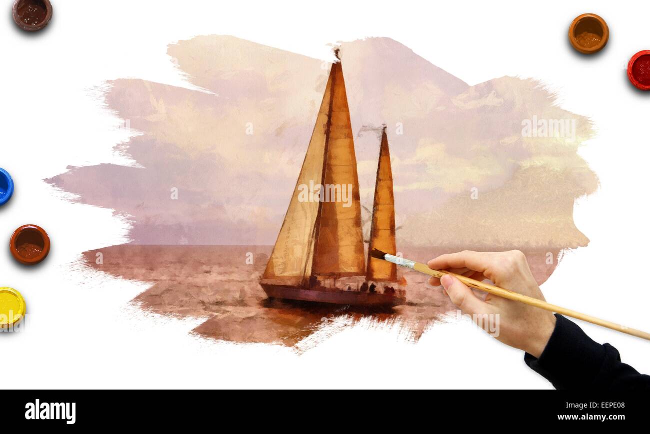 Illustration about sailing boats race Stock Photo - Alamy